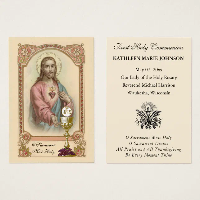 Jesus First Communion Catholic Remembrance Card | Zazzle