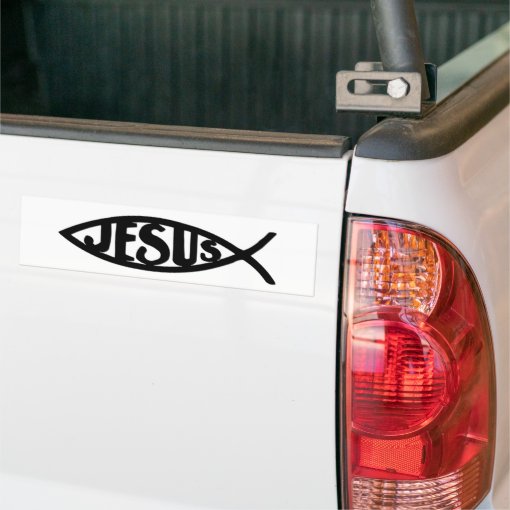 Jesus Fish (Bumper Sticker Black) | Zazzle