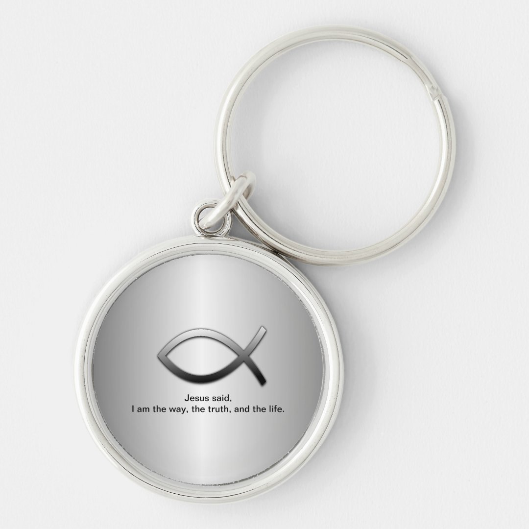 Jesus Fish Christian Scripture Verse Keychain | Zazzle