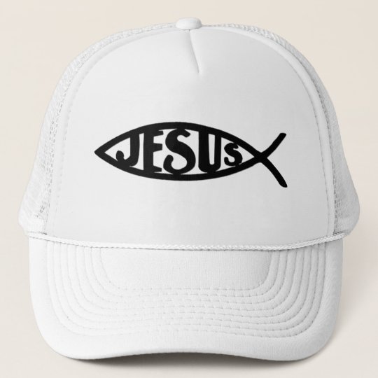 Jesus Fish (Hat Black) Trucker Hat | Zazzle.com