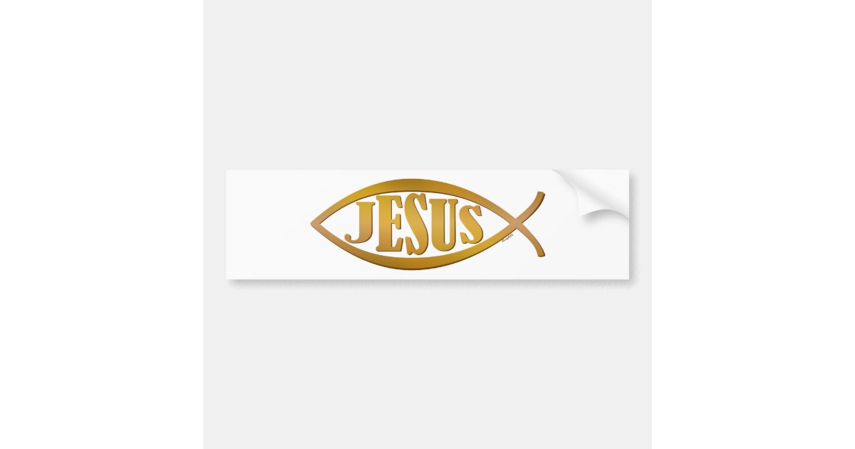 Jesus & Fish Symbol Bumper Sticker | Zazzle
