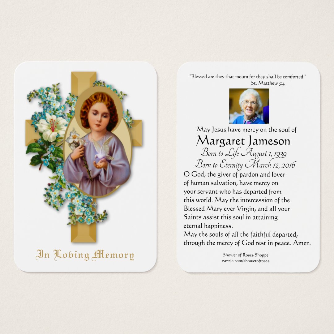 Jesus Floral Catholic Funeral Memorial Holy Card - | Zazzle