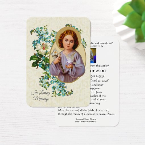 Jesus Floral Catholic Funeral Memorial Holy Card - | Zazzle