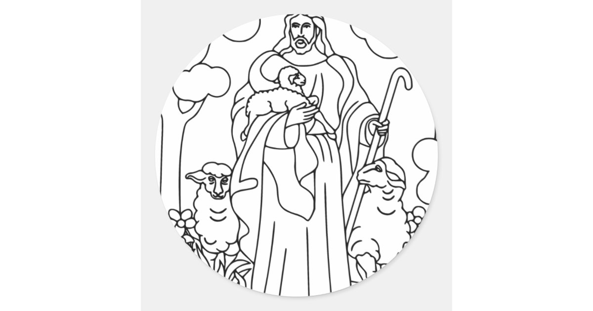 Jesus good shepherd classic round sticker | Zazzle