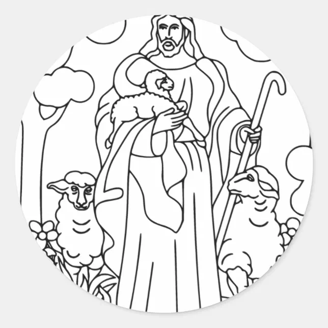Jesus good shepherd classic round sticker | Zazzle