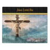 Jesus hanging from a christian crucifixion cross jigsaw puzzle | Zazzle