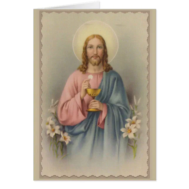 Jesus holding the Eucharist & Chalice | Zazzle
