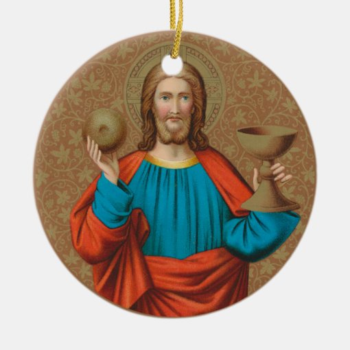 Jesus Holding Up the Eucharist (SNV 050) Ceramic Ornament | Zazzle