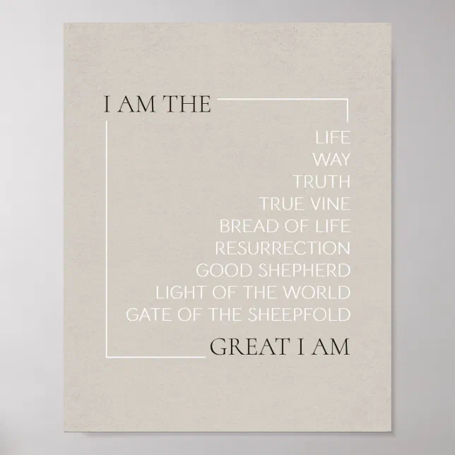 Jesus "I Am" Statements - Bible Wall Art Poster | Zazzle
