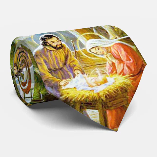 Jesus In The Manger Christmas Nativity Neck Tie | Zazzle