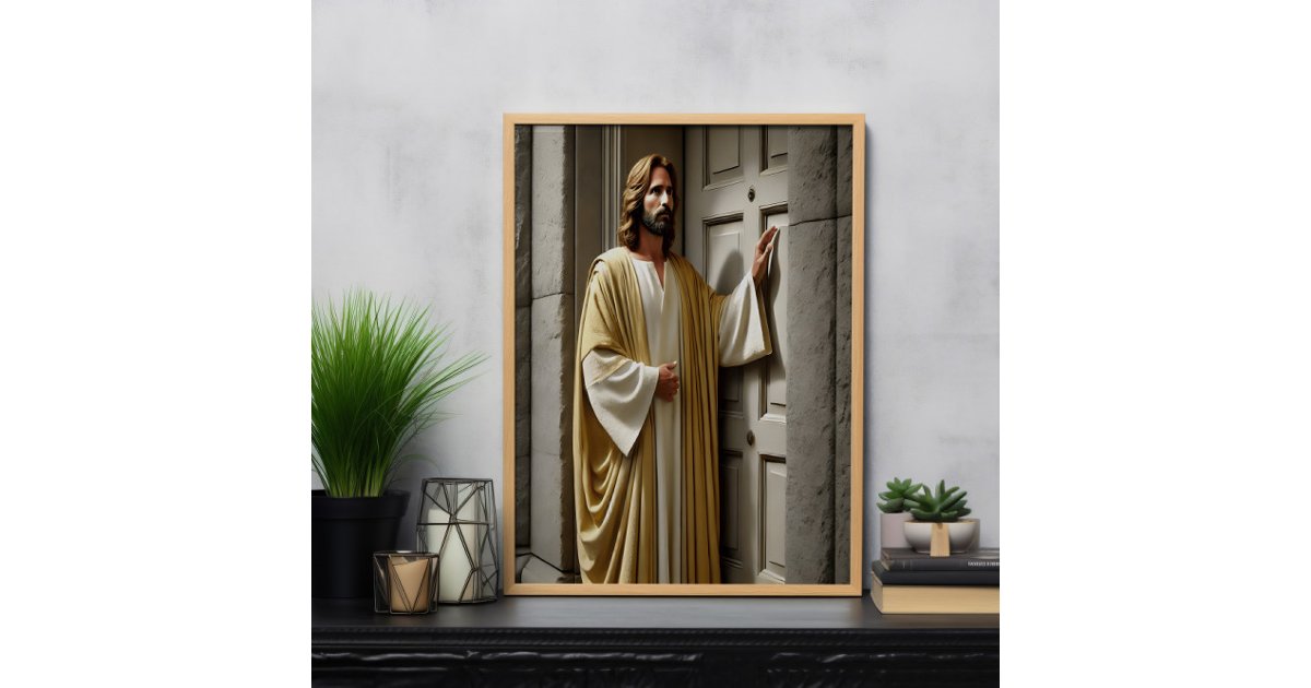 Jesus Inviting at Antique Door Poster | Zazzle