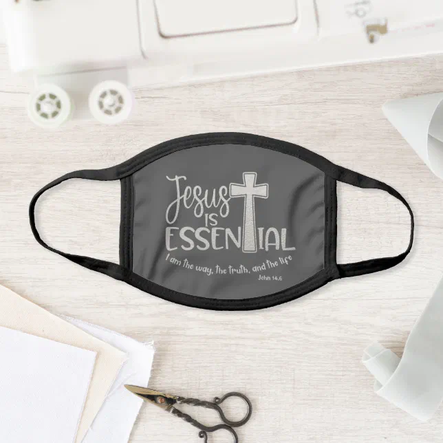 Jesus is Essential Quote with John Scripture Face Mask | Zazzle