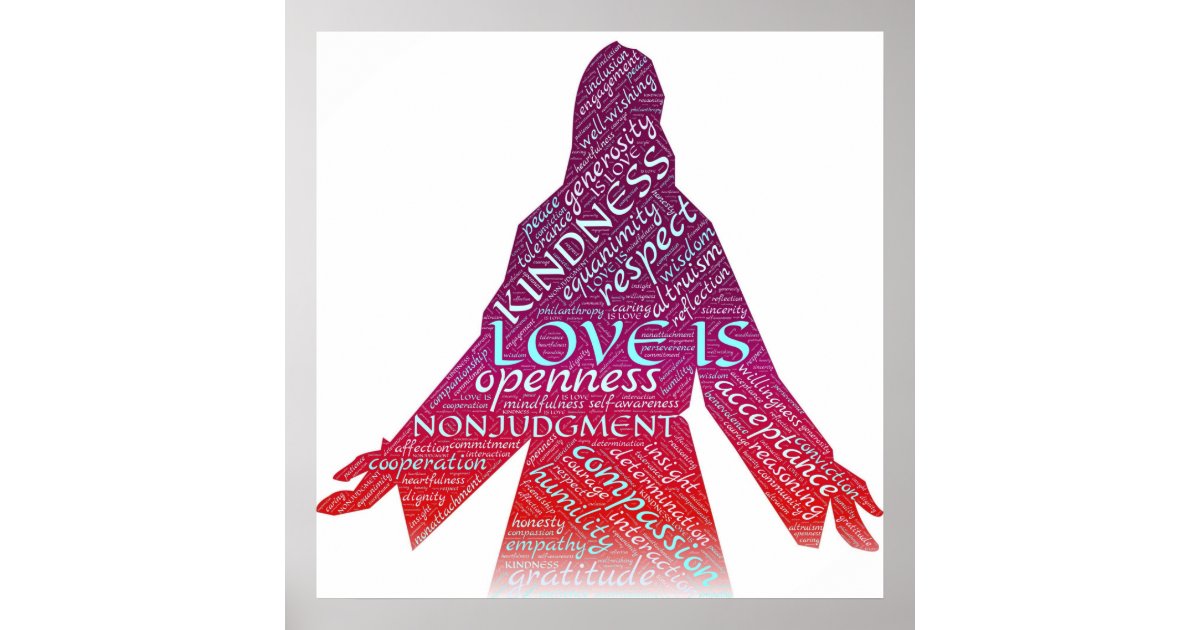 Jesus is Love, Compassion, Non-Judgement Christian Poster | Zazzle