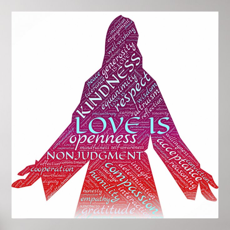 Jesus is Love, Compassion, Non-Judgement Christian Poster | Zazzle
