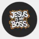 Jesus Is My Boss Classic Round Sticker | Zazzle