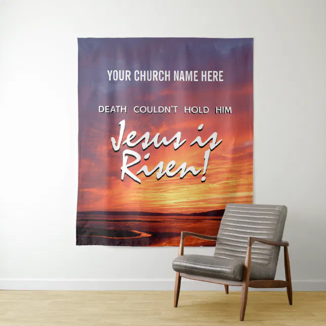 JESUS IS RISEN Christian Church Easter Tapestry | Zazzle