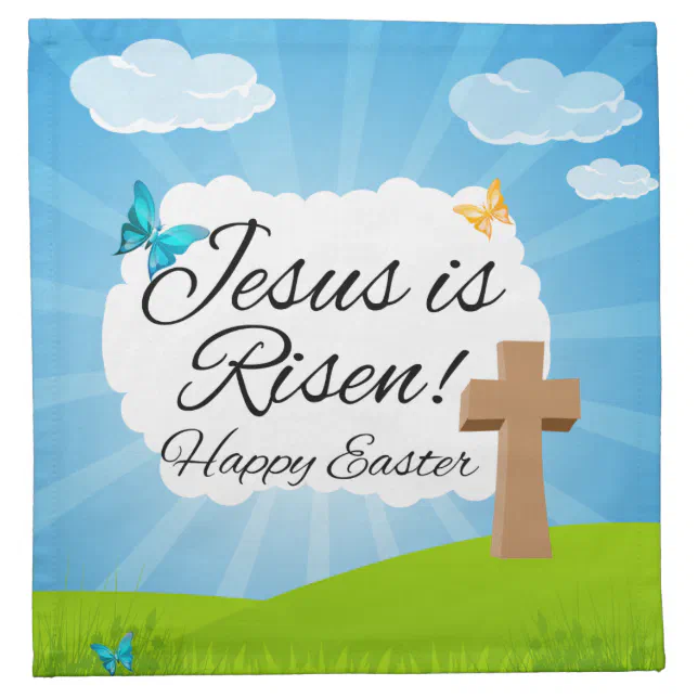 Jesus is Risen, Christian Easter Cloth Napkin | Zazzle