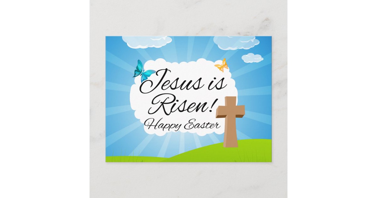 Jesus is Risen, Christian Easter Holiday Postcard | Zazzle