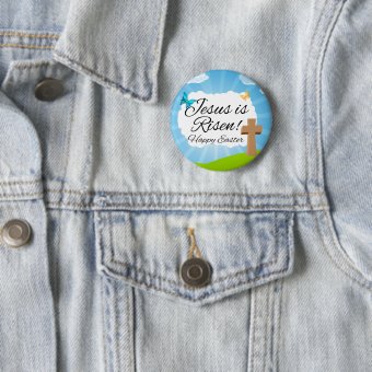 Jesus is Risen, Christian Easter Pinback Button | Zazzle
