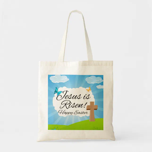 Jesus is Risen, Christian Easter Tote Bag | Zazzle