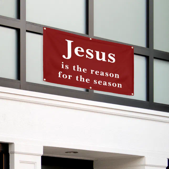 Jesus is the Reason for the Season Red Christmas Banner | Zazzle