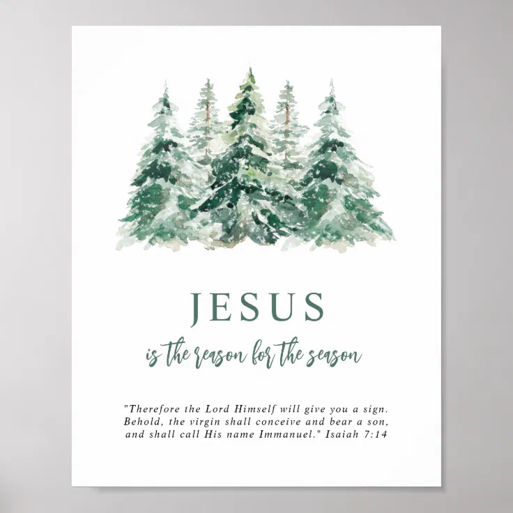 Jesus is the Reason for the Season Watercolor Tree Poster | Zazzle