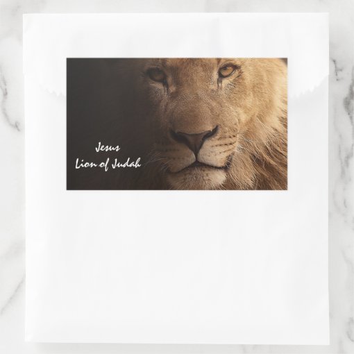 Jesus Lion of Judah Inspirational Christian Quote Rectangular Sticker ...