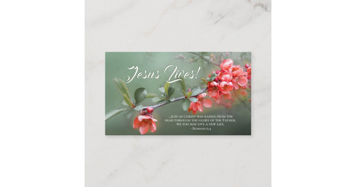 Jesus Lives Spring Flowers Bible Verse Easter Business Card | Zazzle