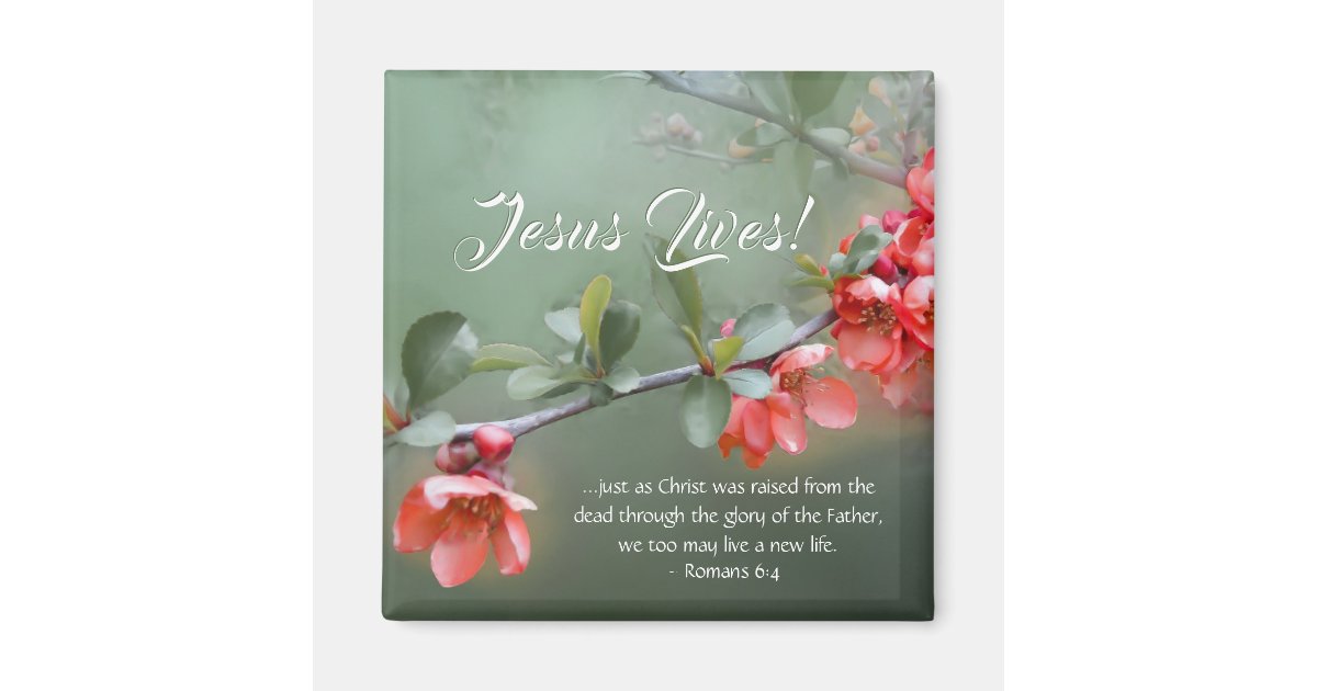 Jesus Lives Spring Flowers Bible Verse Easter Magnet | Zazzle
