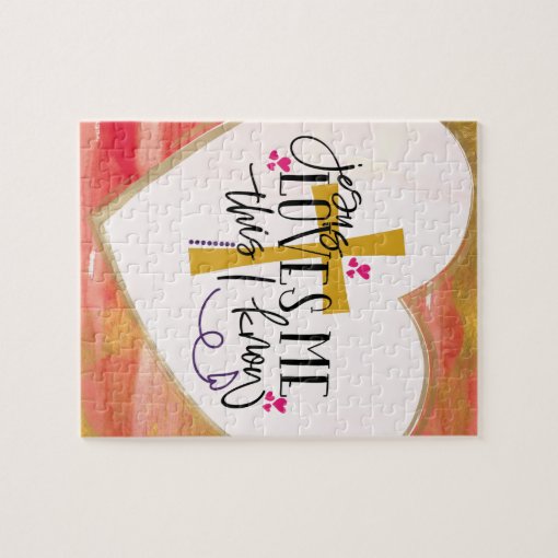 "Jesus Loves Me This I Know" Heart Cross Jigsaw Puzzle | Zazzle