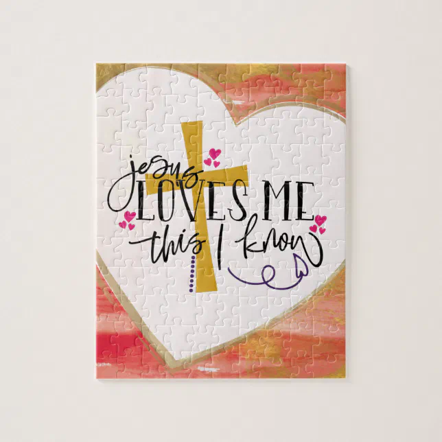 "Jesus Loves Me This I Know" Heart Cross Jigsaw Puzzle | Zazzle