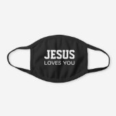 Jesus Loves You Motivational Black Cotton Face Mask | Zazzle