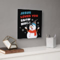 Jesus Loves You Snow Much Christian Christmas Square Wall Clock | Zazzle