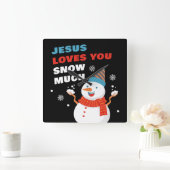 Jesus Loves You Snow Much Christian Christmas Square Wall Clock | Zazzle