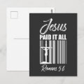 Jesus Paid all Price Barcode God Christian Postcard | Zazzle
