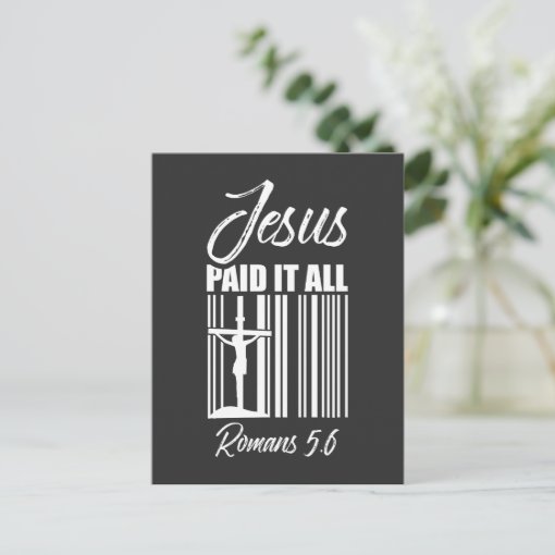 Jesus Paid all Price Barcode God Christian Postcard | Zazzle
