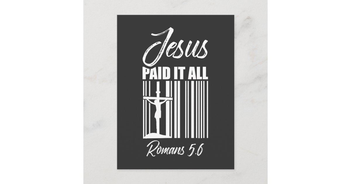 Jesus Paid all Price Barcode God Christian Postcard | Zazzle