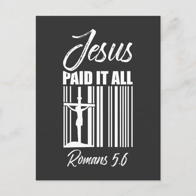 Jesus Paid all Price Barcode God Christian Postcard | Zazzle