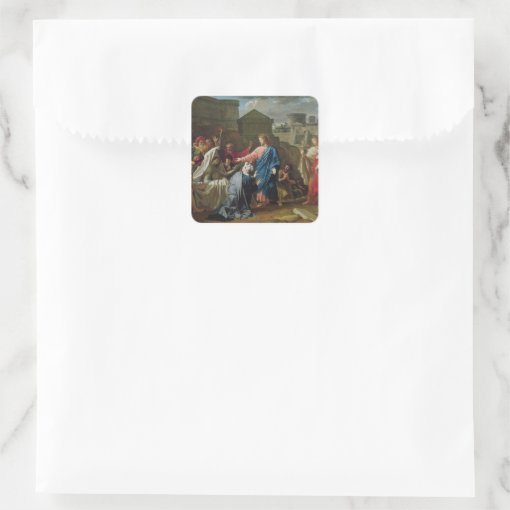 Jesus Resurrecting the Son of the Widow of Naim Square Sticker | Zazzle