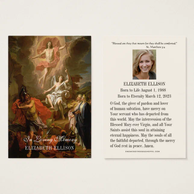 Jesus Resurrection Funeral Prayer Holy Card | Zazzle