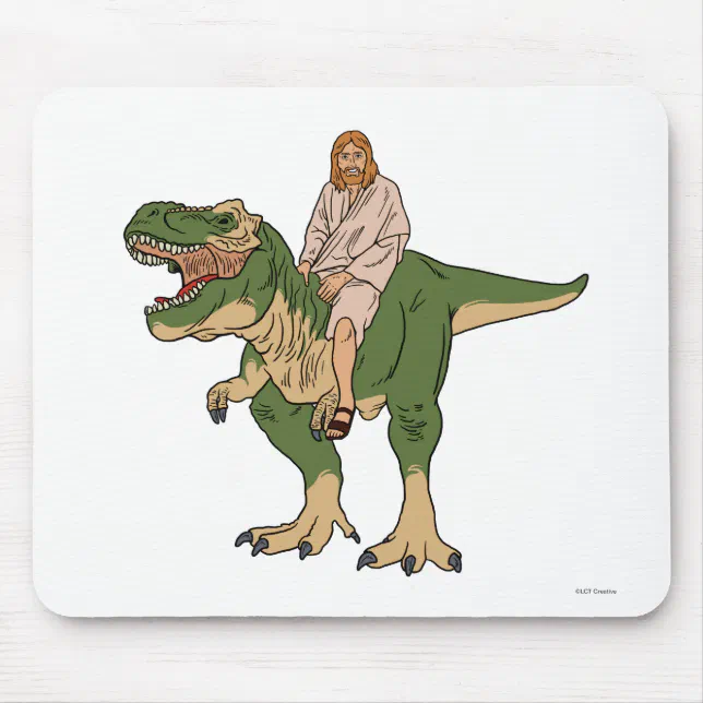 Jesus Riding T-Rex Mouse Pad | Zazzle