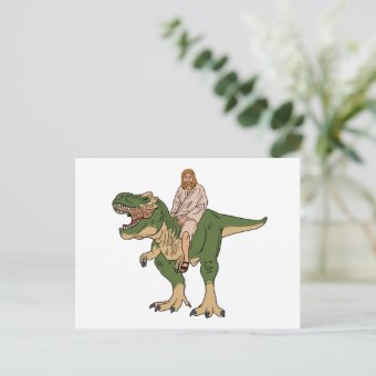 Jesus Riding T-Rex Postcard | Zazzle