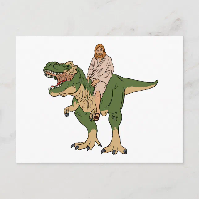 Jesus Riding T-Rex Postcard | Zazzle