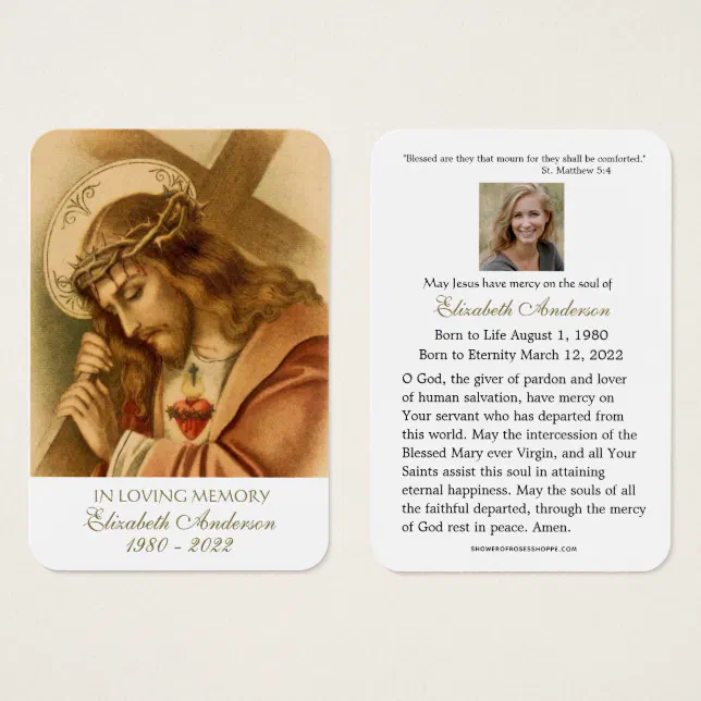 Jesus Sacred Heart Catholic Funeral Holy Card | Zazzle