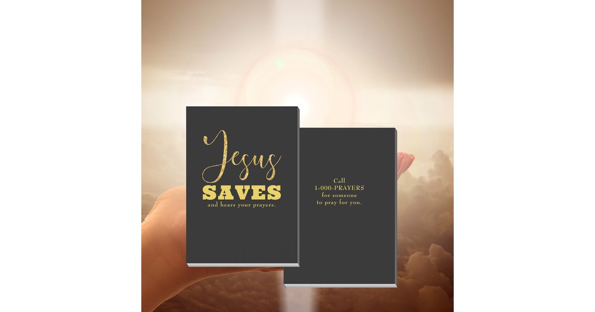 Jesus Saves Yellow Gold Glitter Calling Card | Zazzle