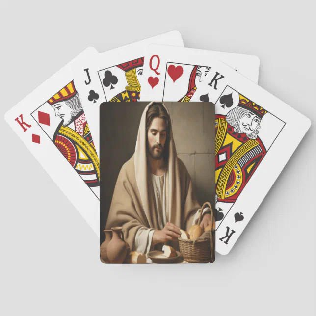 Jesus Sharing Bread in Holy Unity Poker Cards | Zazzle