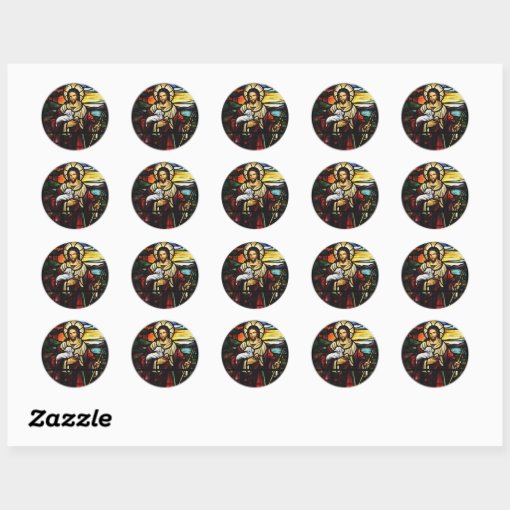 Jesus Shepherd with His Sheep Classic Round Sticker | Zazzle