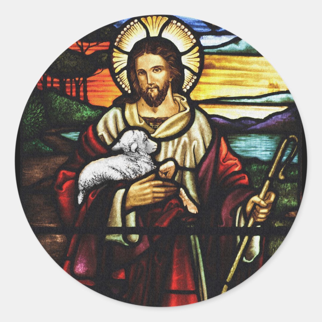 Jesus Shepherd with His Sheep Classic Round Sticker | Zazzle