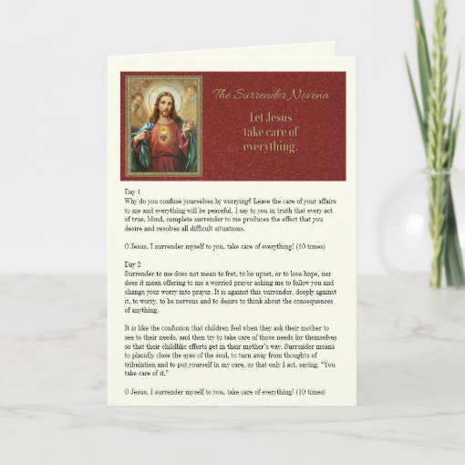 Jesus Surrender Novena Catholic Prayer Card | Zazzle