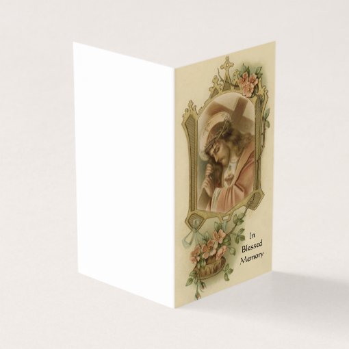 Jesus with Cross Catholic Funeral Holy Card | Zazzle